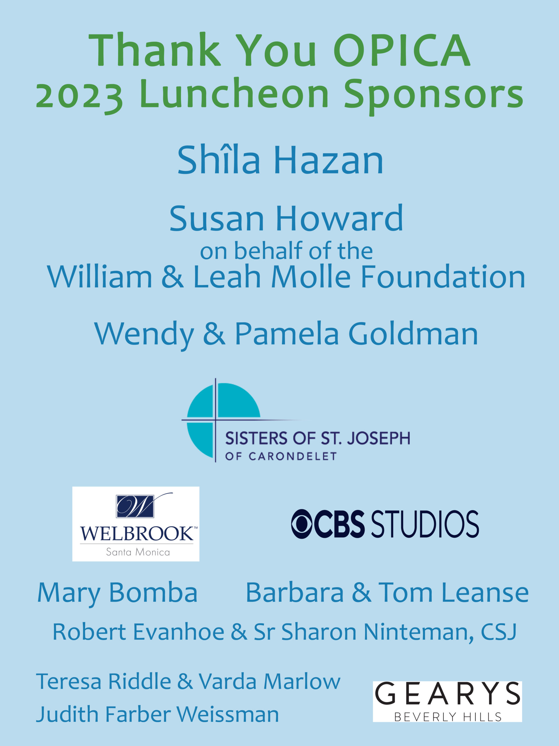 2023 Luncheon Sponsors – OPICA Adult Day Care Program & Counseling Center