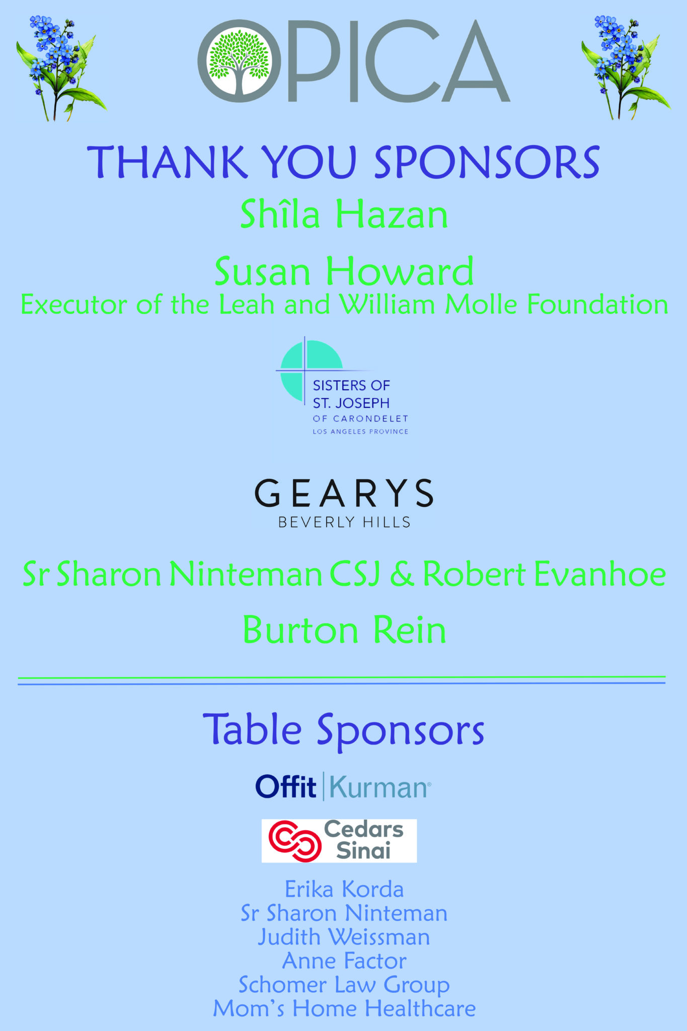 2025 Luncheon Sponsors – OPICA Adult Day Care Program & Counseling Center